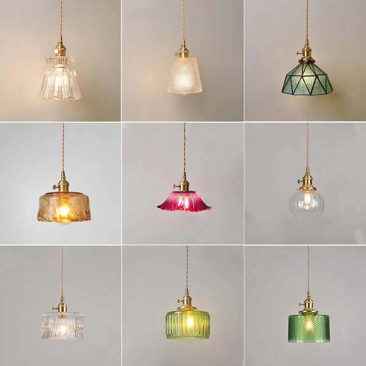 Classic Copper Pendant Lamp: Tinted Glass, Multi-Color