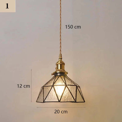 Classic Copper Pendant Lamp: Tinted Glass, Multi-Color