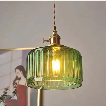 Classic Copper + Tinted Glass Pendant Lamp | Traditional Kitchen Lighting