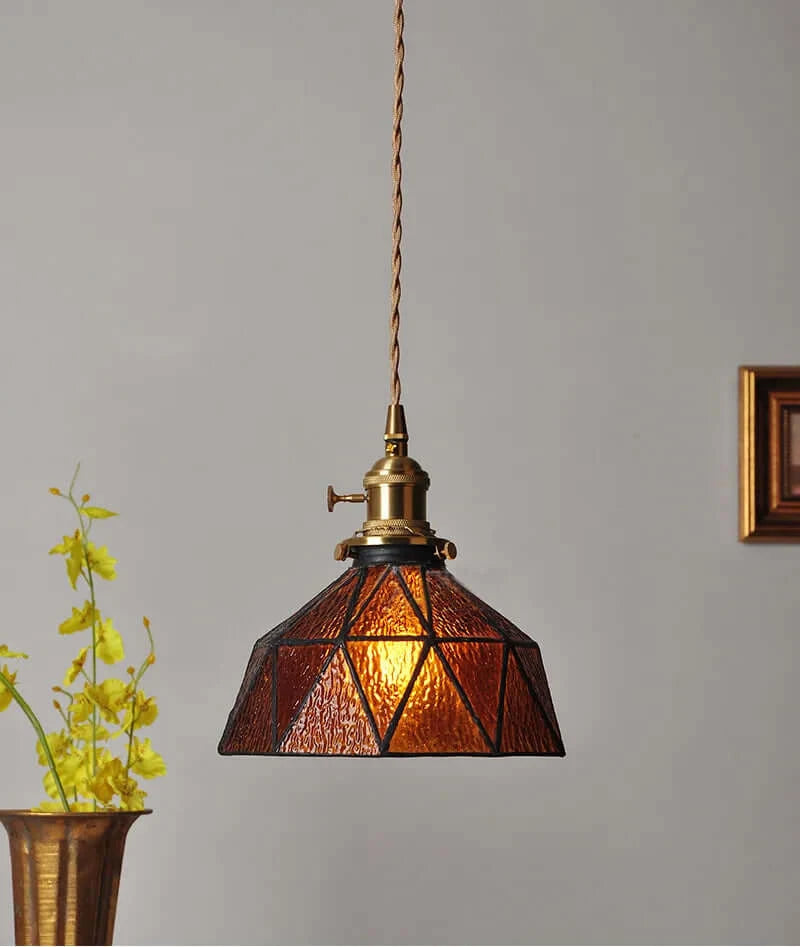 Classic Copper + Tinted Glass Pendant Lamp | Traditional Kitchen Lighting