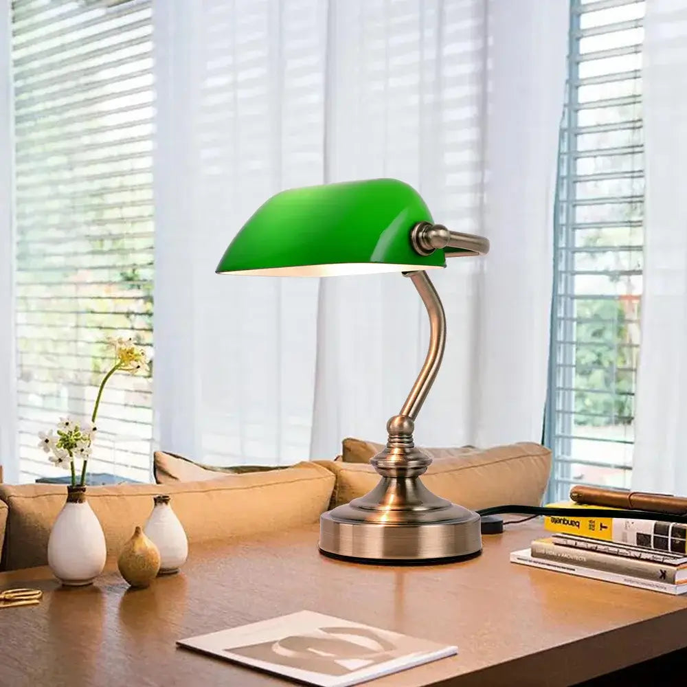 Green Retro Mini Desk Lamp for Bedroom & Office