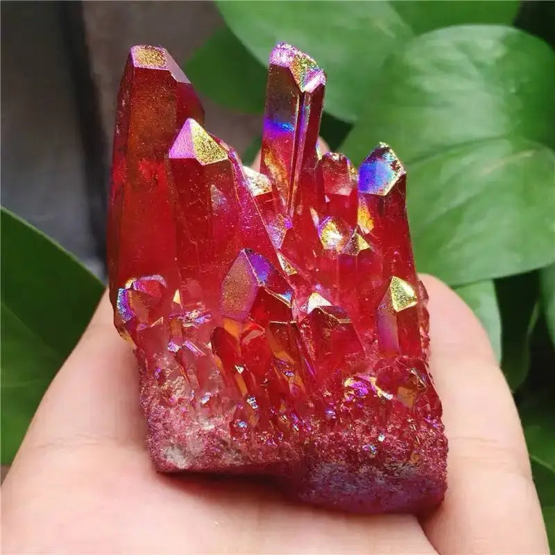 Red Aura Quartz Cluster: Healing & Decorative Stone