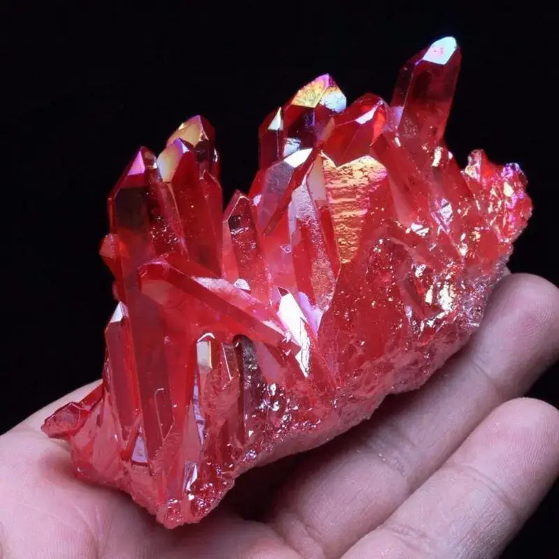 Red Aura Quartz Cluster: Healing & Decorative Stone
