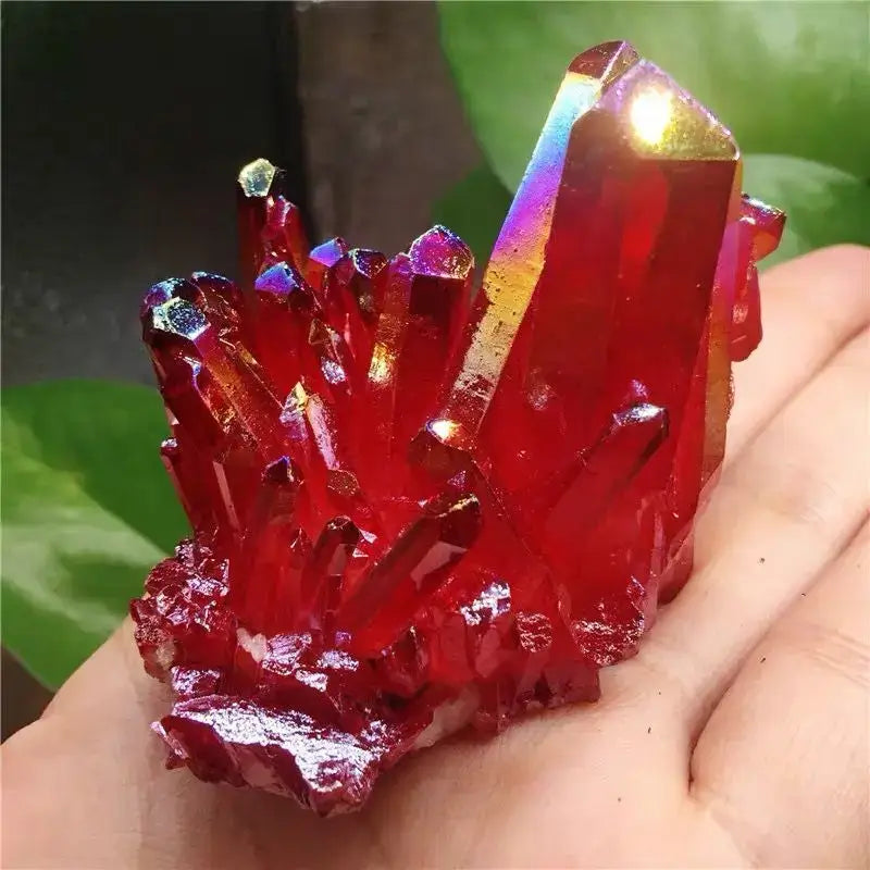 Red Aura Quartz Cluster: Healing & Decorative Stone