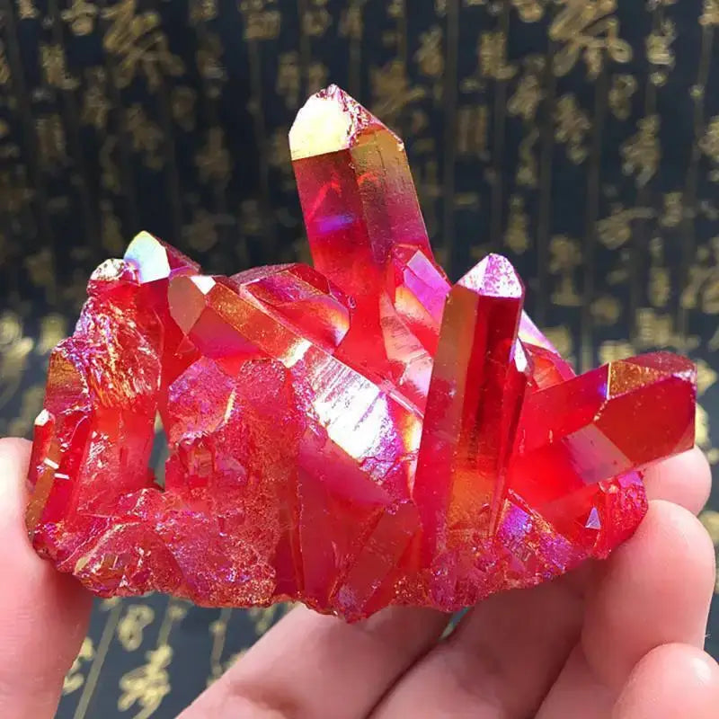 Red Aura Quartz Cluster: Healing & Decorative Stone