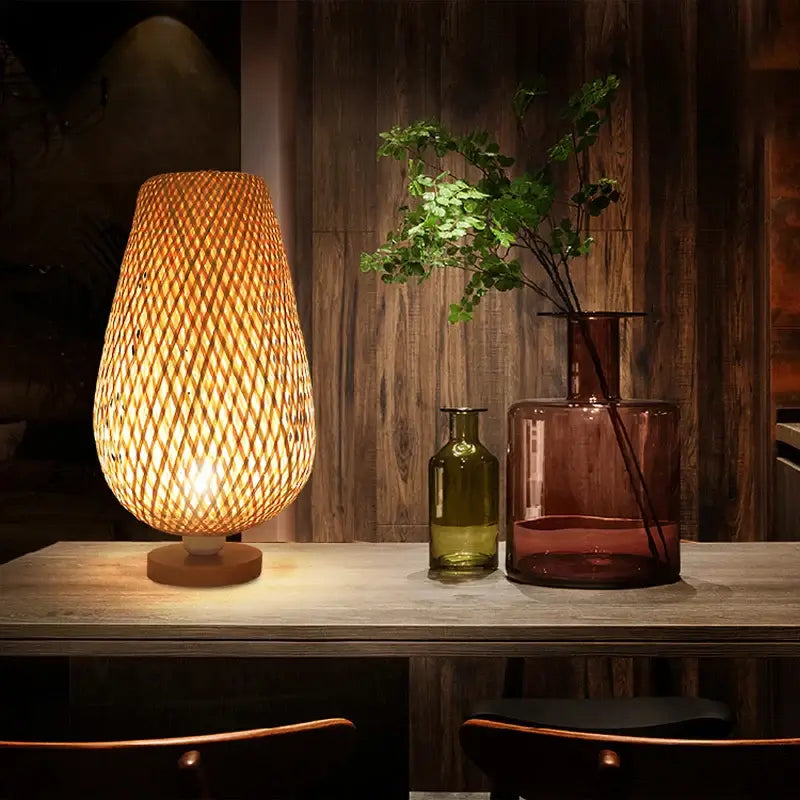 Eco-Friendly Handmade Bamboo Table Lamp, 6-10W
